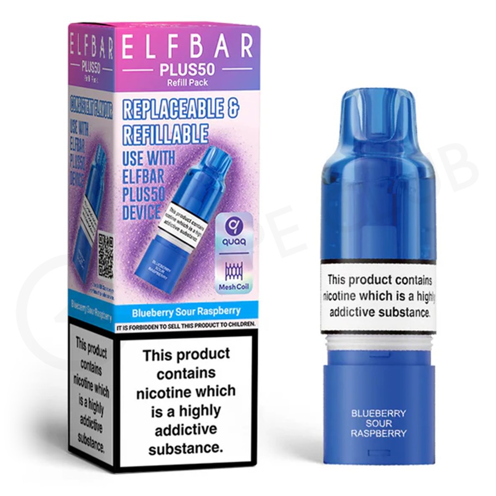 Blueberry Sour Raspberry Elf Bar Plus 50 Refill Pack