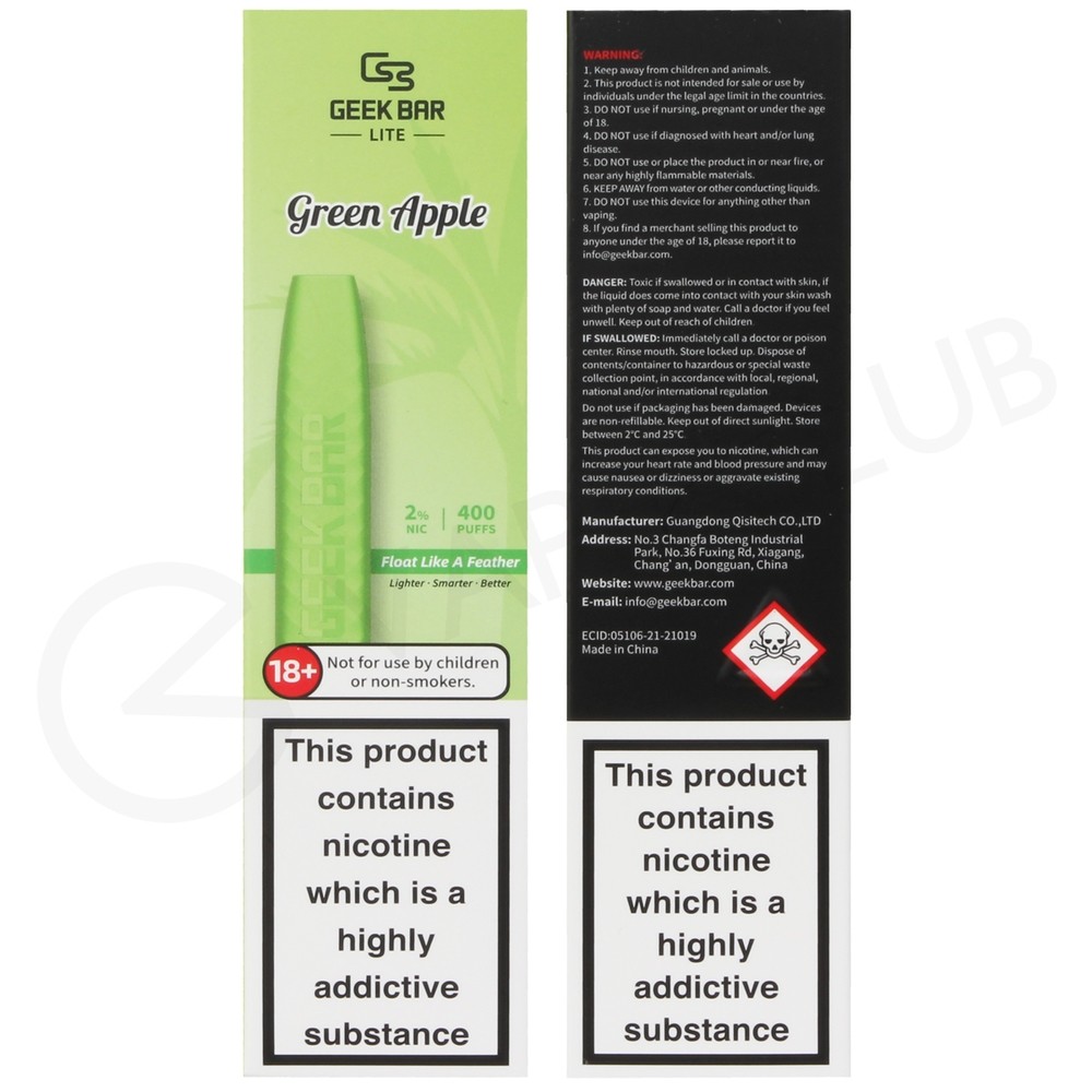 Green Apple Geek Bar Lite Disposable Vape