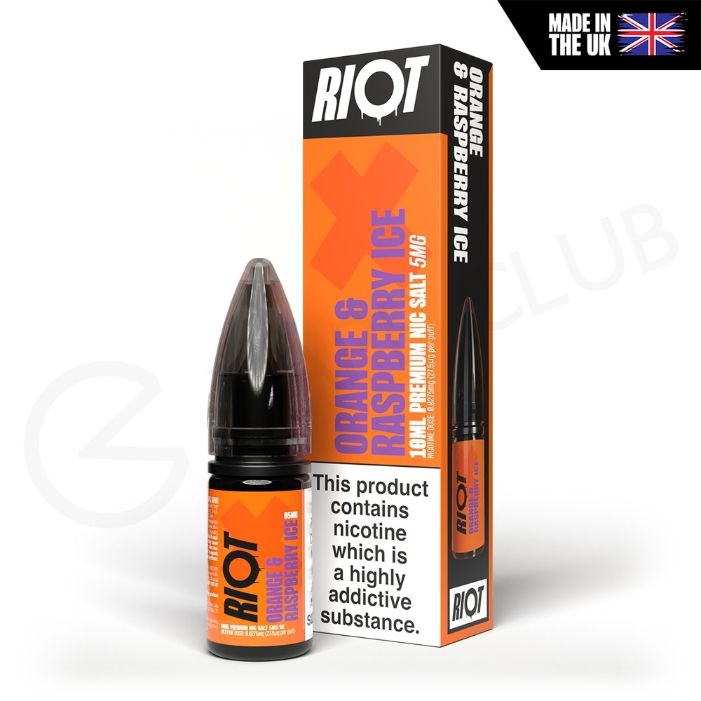 Orange & Raspberry Ice Nic Salt E-Liquid by Riot X