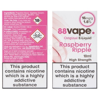 Raspberry Ripple E-Liquid by 88Vape Any Tank