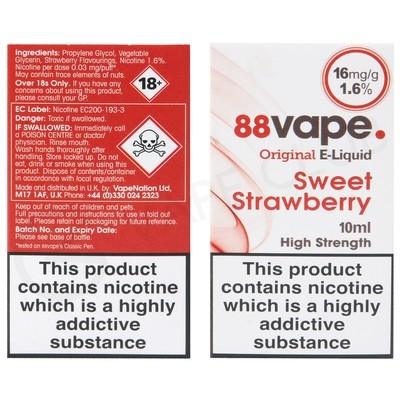 Sweet Strawberry E-Liquid by 88Vape